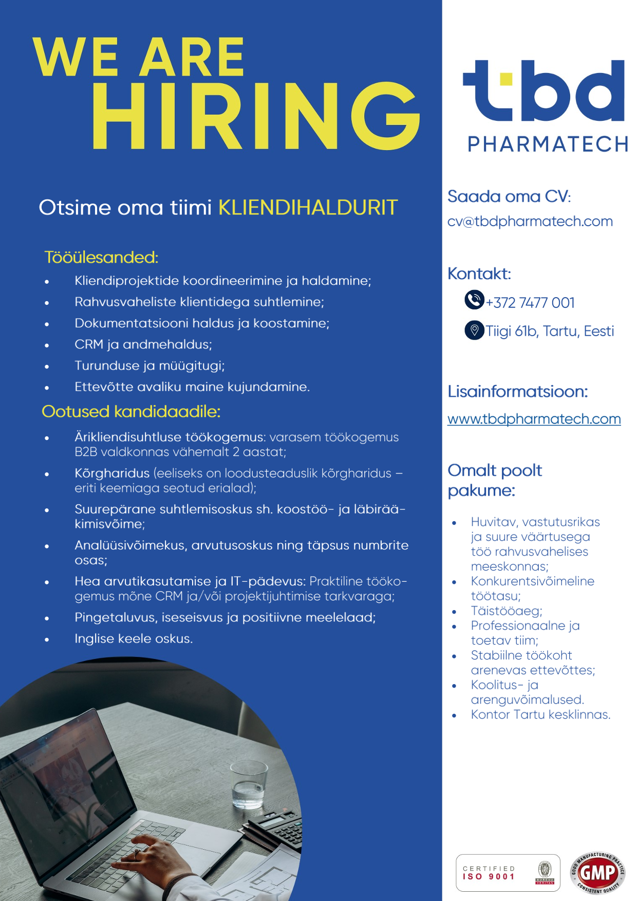 Kliendihaldur, TBD Pharmatech | CV.ee