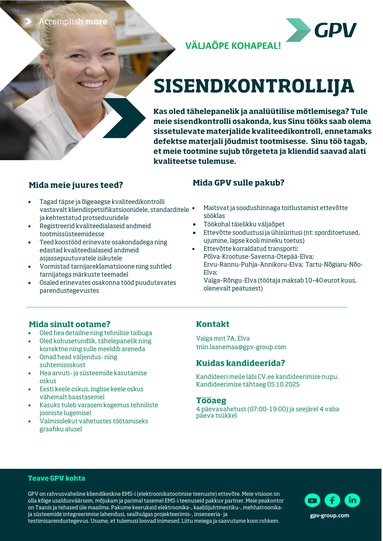 Sisendkontrollija, GPV Estonia AS | CV.ee