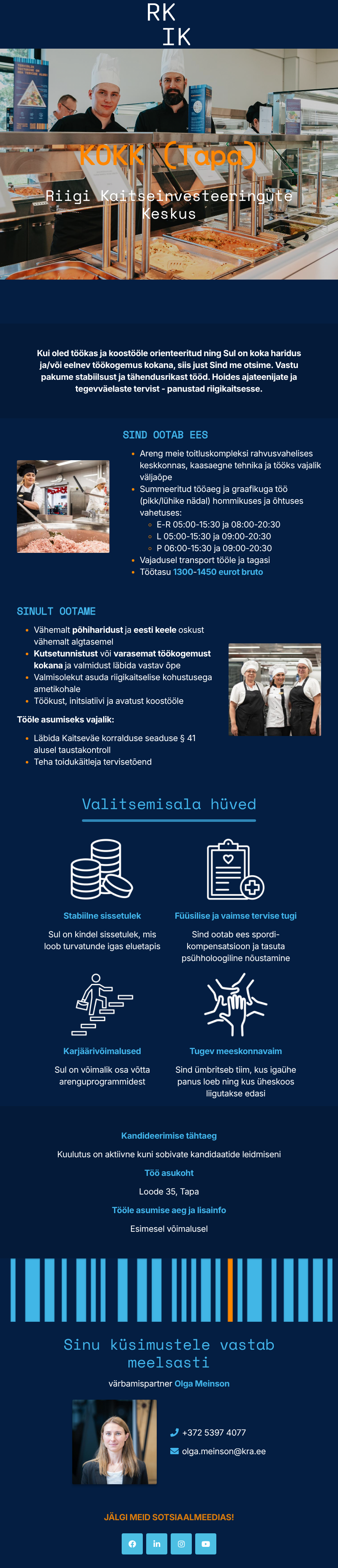 Kokk (Tapa), Kaitseressursside Amet | CV.ee
